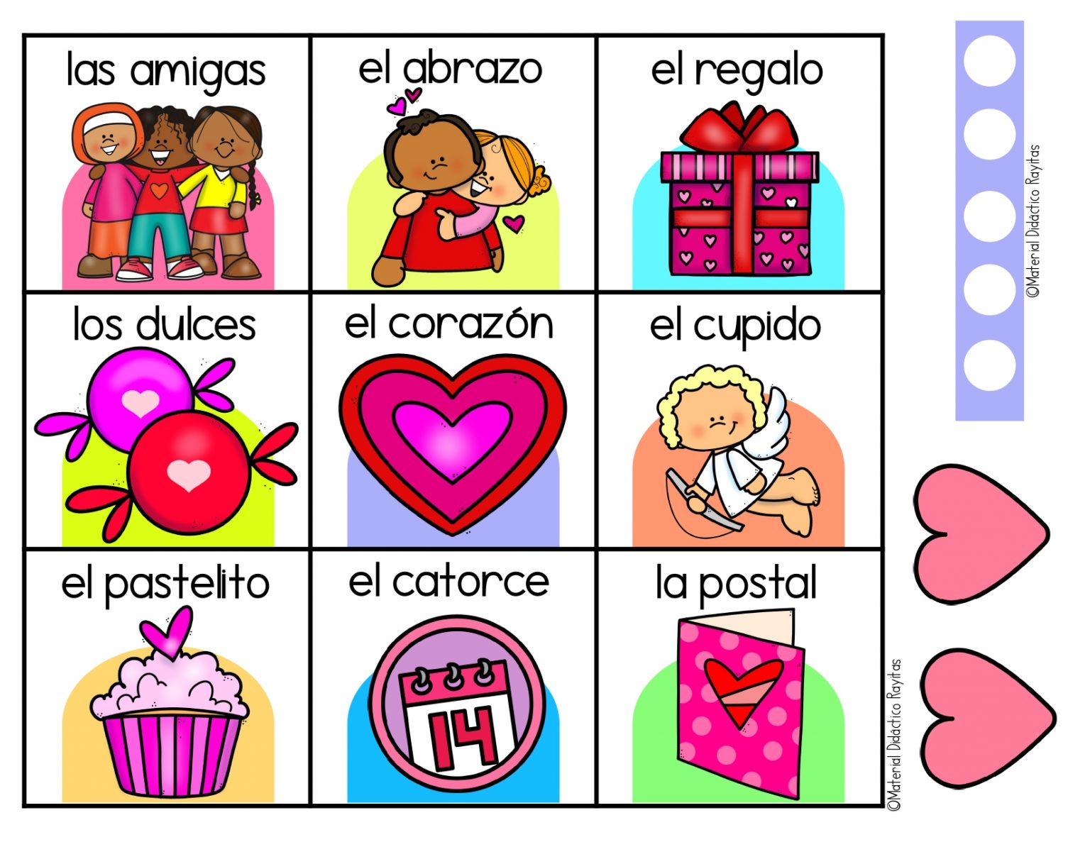 Bonito bingo para el día del amor y la amistad -Orientacion Andujar