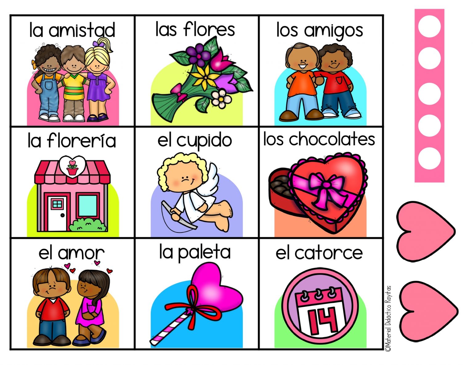 Bonito bingo para el día del amor y la amistad -Orientacion Andujar