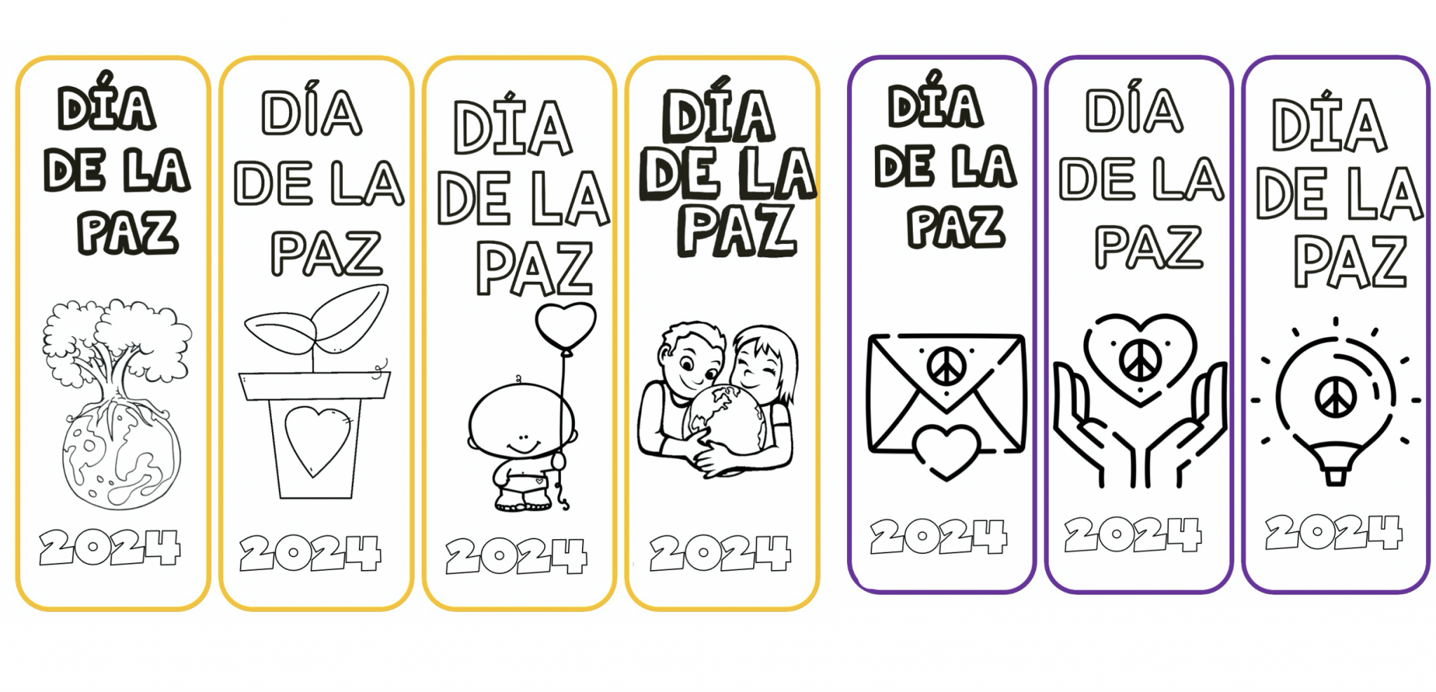 Bonitos marcapáginas para colorear con motivo del Día Escolar de la Paz y la No violencia ...