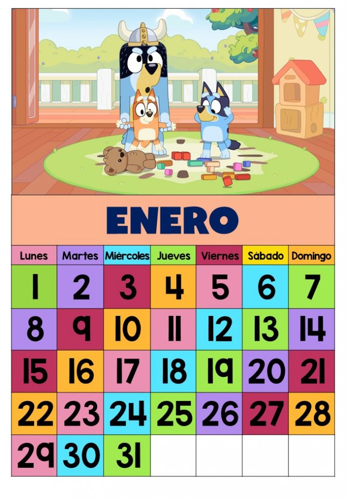 CALENDARIO BONITO PARA ANOTACIONES FAMILIA BLUEY NUEVAS IMAGENES ...