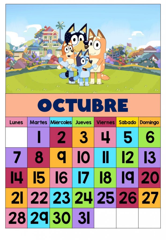 CALENDARIO BONITO PARA ANOTACIONES FAMILIA BLUEY NUEVAS IMAGENES ...