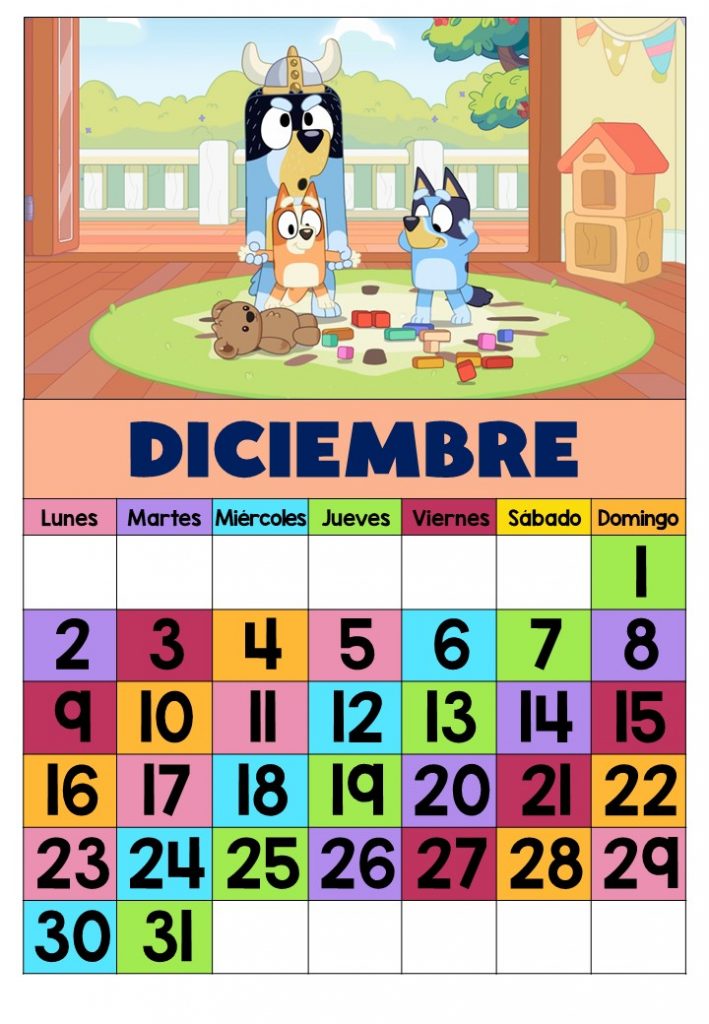 CALENDARIO BONITO PARA ANOTACIONES FAMILIA BLUEY NUEVAS IMAGENES ...