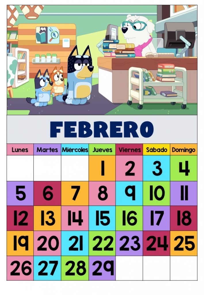 CALENDARIO BONITO PARA ANOTACIONES FAMILIA BLUEY NUEVAS IMAGENES ...