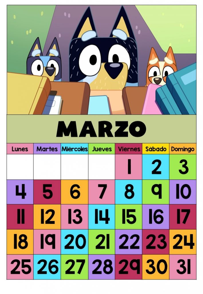 CALENDARIO BONITO PARA ANOTACIONES FAMILIA BLUEY NUEVAS IMAGENES ...