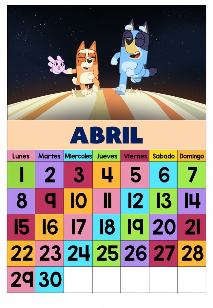 CALENDARIO BONITO PARA ANOTACIONES FAMILIA BLUEY NUEVAS IMAGENES ...