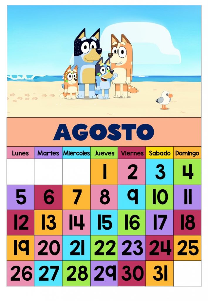 CALENDARIO BONITO PARA ANOTACIONES FAMILIA BLUEY NUEVAS IMAGENES ...