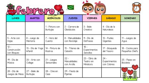 Calendario infantil FEBRERO de actividades divertidas para hacer en ...