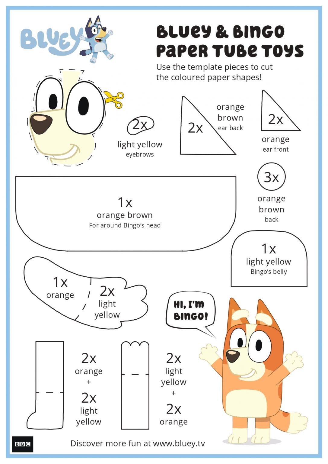Figuras De Bluey Y Bingo Modelo 3d PAPER TUBE DEJAMOS PLANTILLAS ...