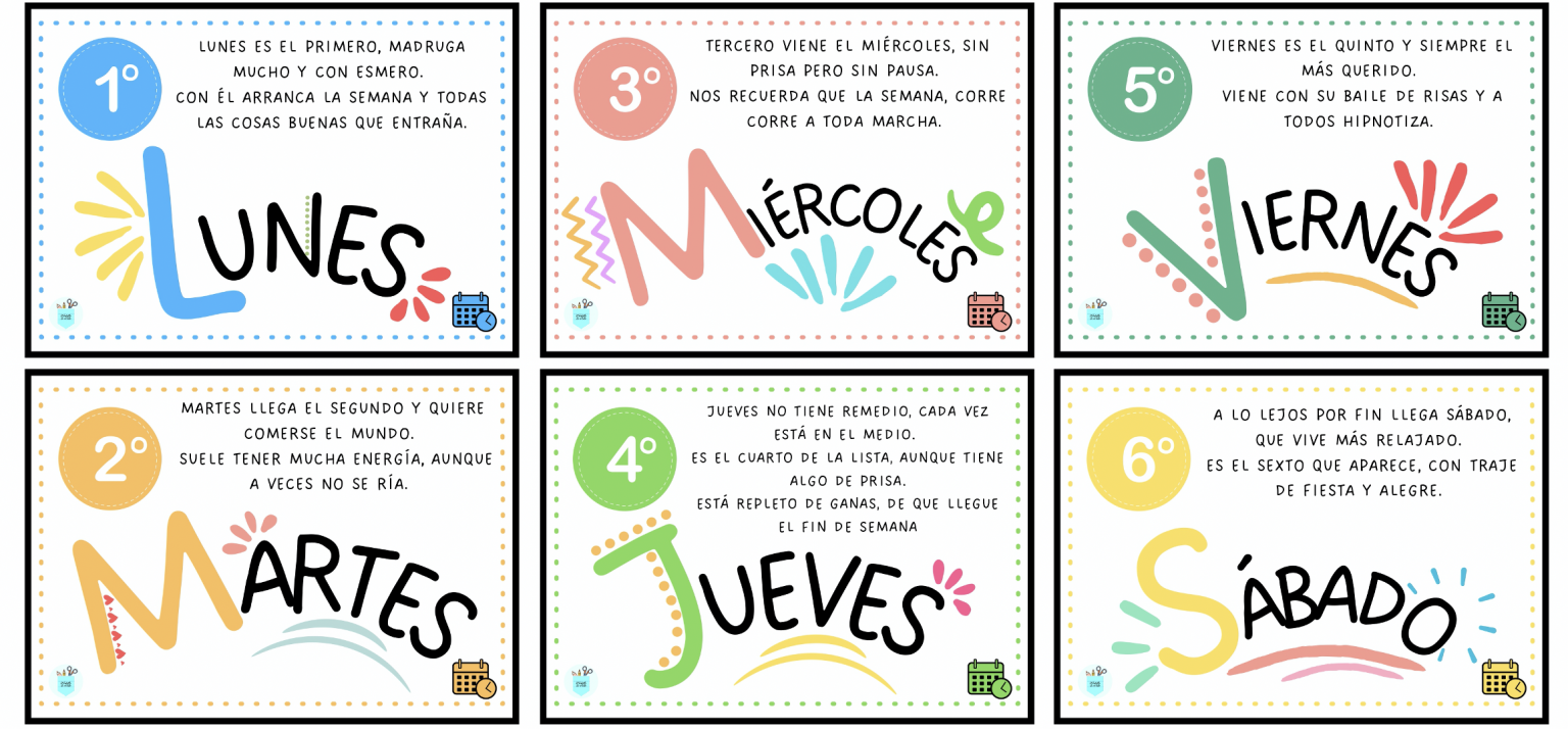 Poesías para trabajar cada uno de los días de la semana -Orientacion ...