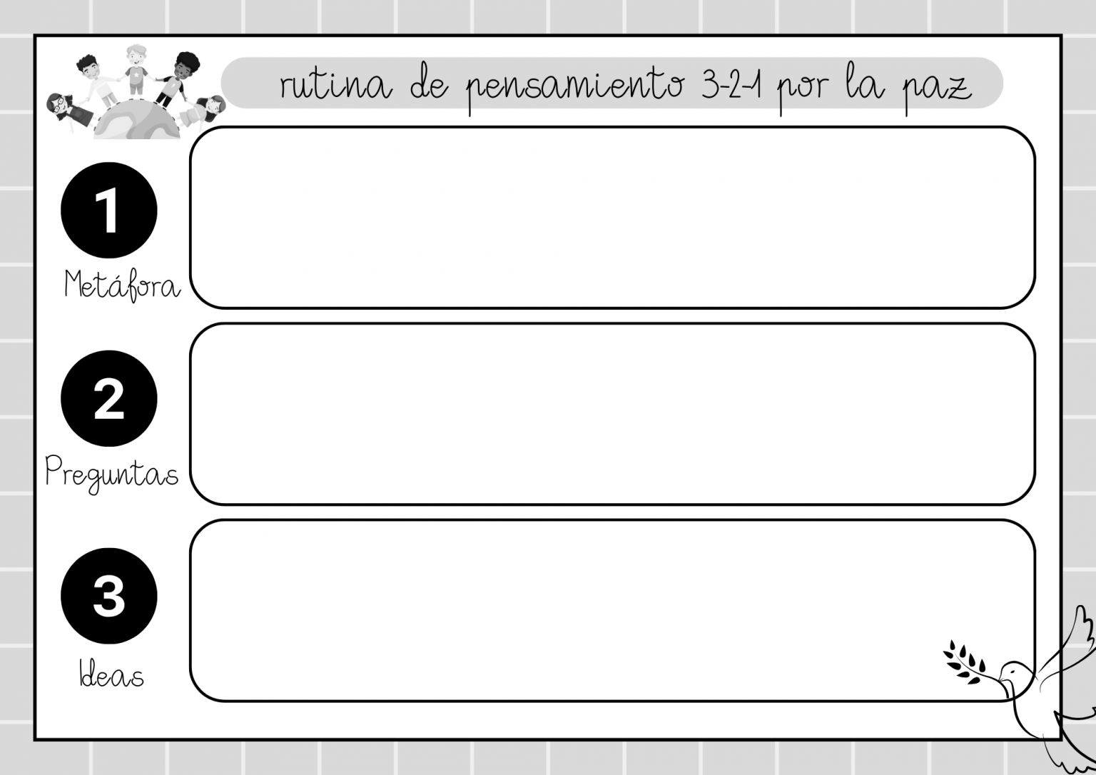 RUTINA DE PENSAMIENTO 3-2-1 POR LA PAZ -Orientacion Andujar