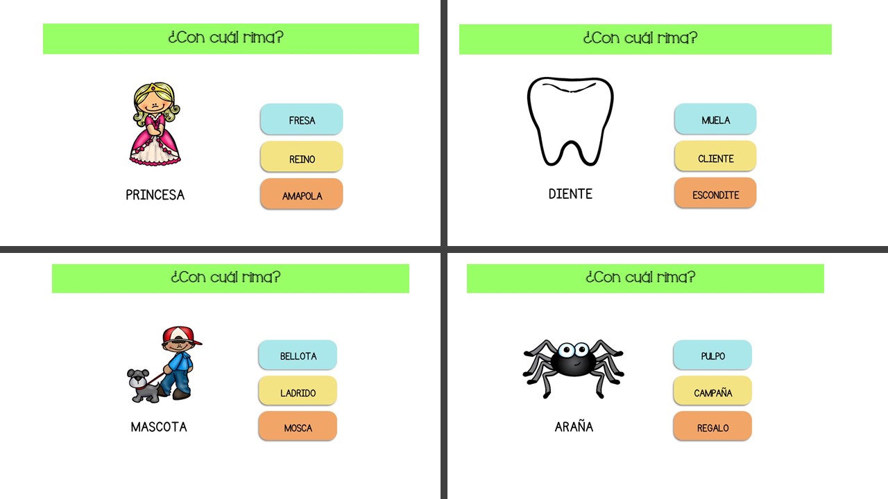Actividad de conciencia fonológica: Palabras que riman -Orientacion Andujar