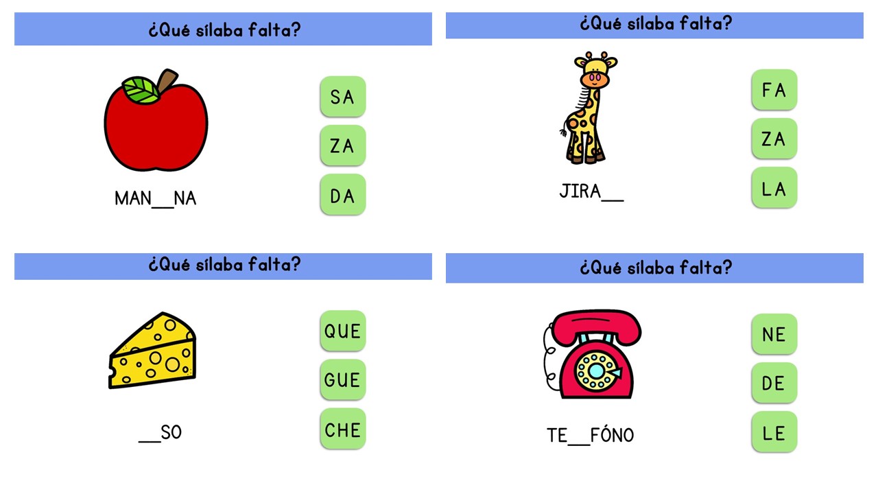 Lectoescritura: ¿Qué sílaba falta? -Orientacion Andujar