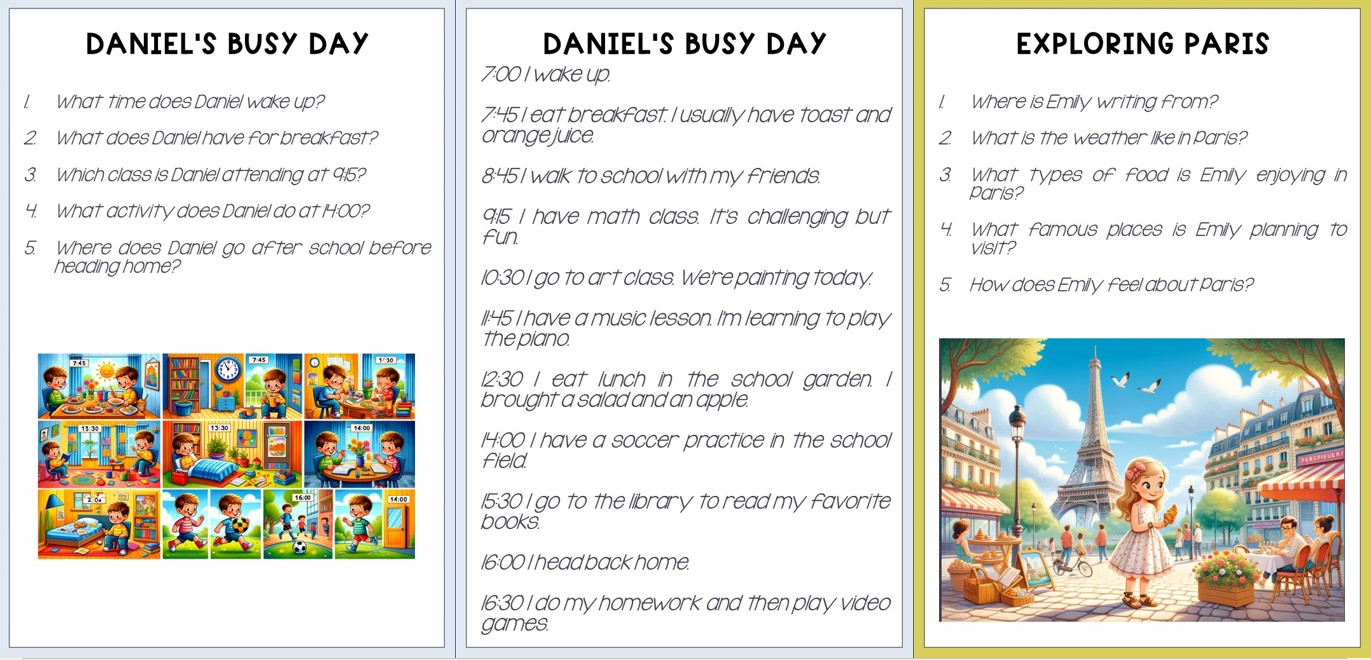 COMPRENSIÓN LECTORA 5 TEXTOS EN INGLES A1 READING SEGUNDO CICLO ...