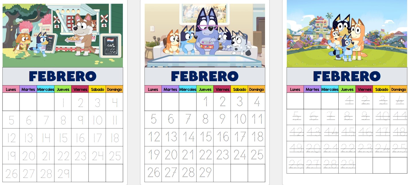 Calendario punteado de FEBRERO 2024 para escritura numérica Familia ...