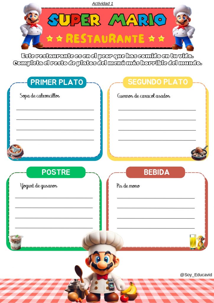 Ejercicios para practicar la escritura creativa con Super Mario ...