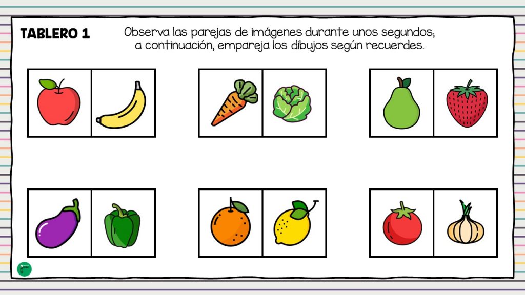 Juego de memoria: Tablero + tarjetas -Orientacion Andujar