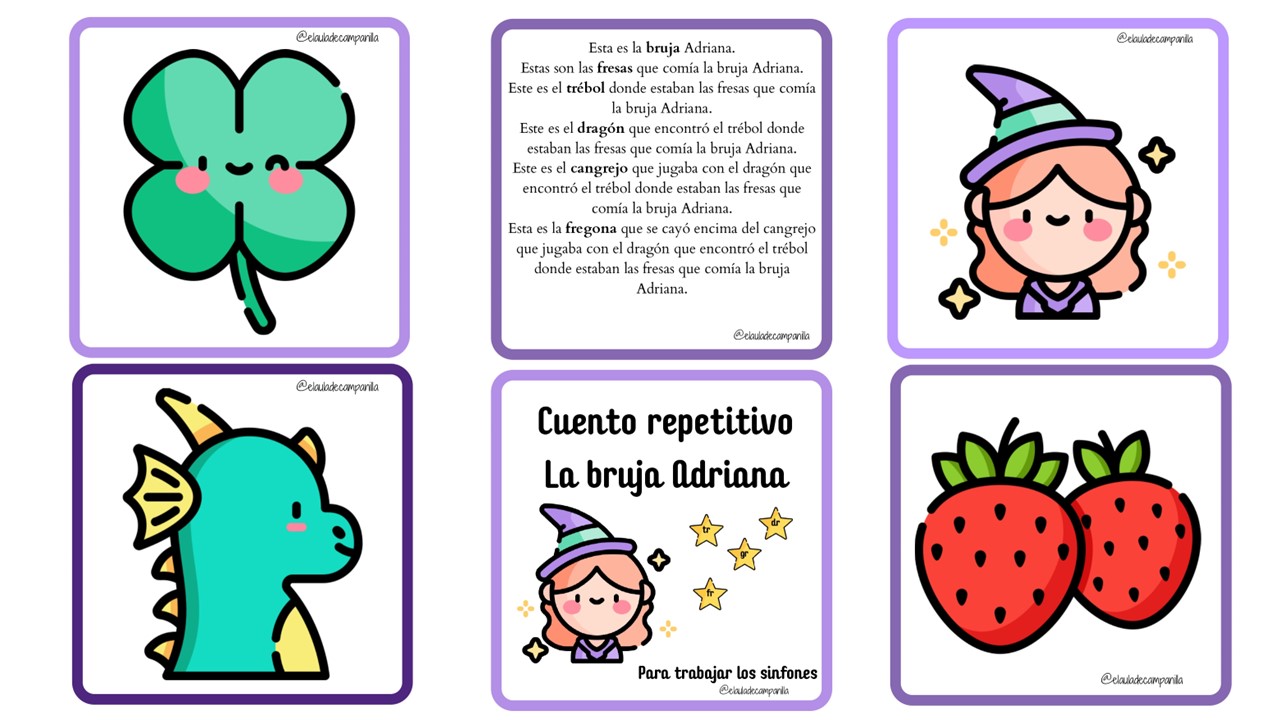 Recurso para trabajar el sonido "r", Cuento repetitivo: La bruja ...