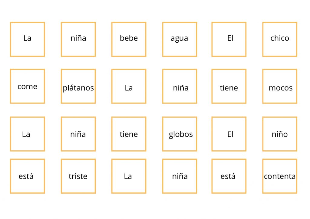 Actividad manipulativa: Vamos a hacer frases -Orientacion Andujar
