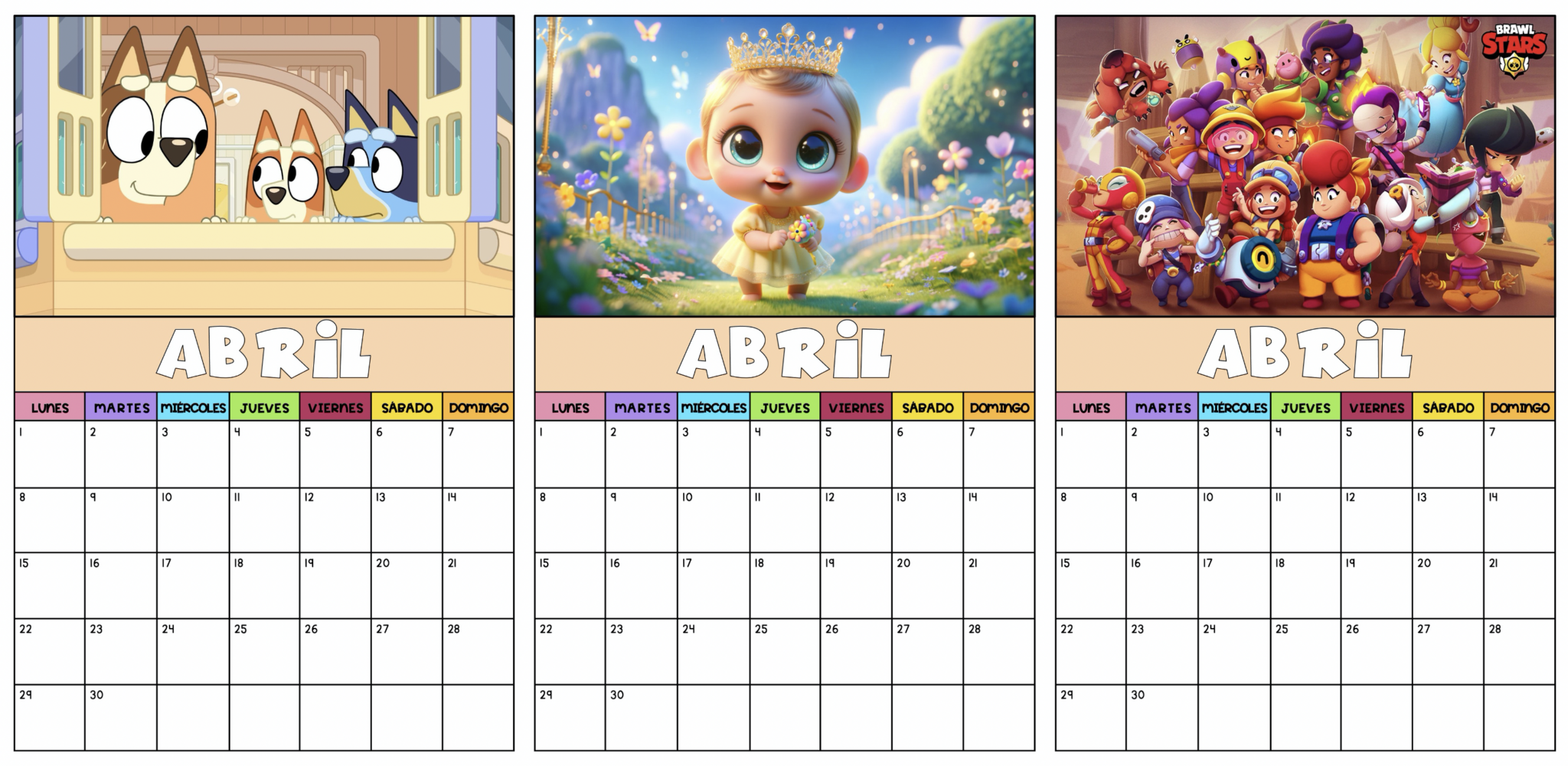 CALENDARIO ANOTACIONES ABRIL 2024 BONITOS MODELOS -Orientacion Andujar