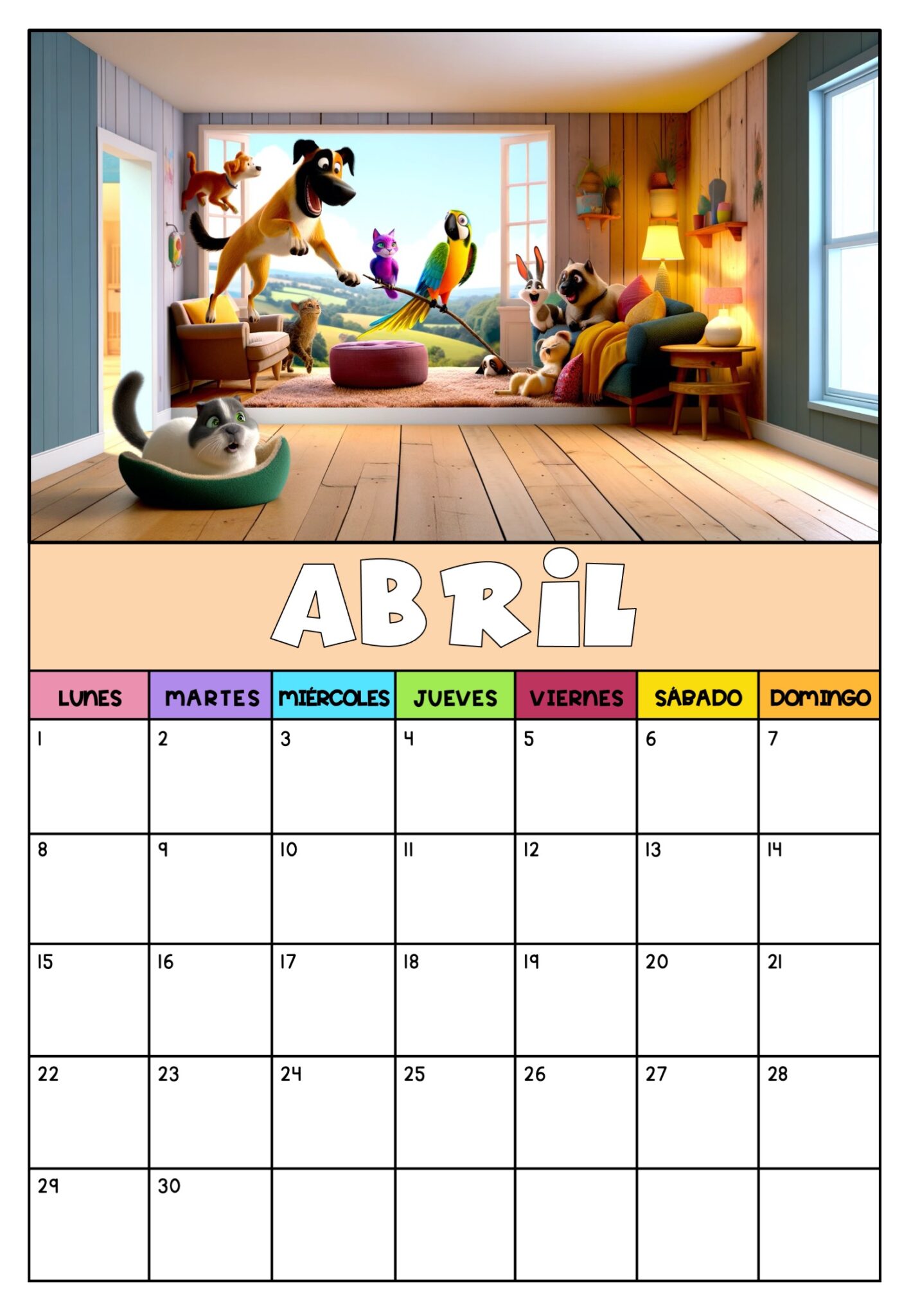 CALENDARIO ANOTACIONES ABRIL 2024 BONITOS MODELOS -Orientacion Andujar