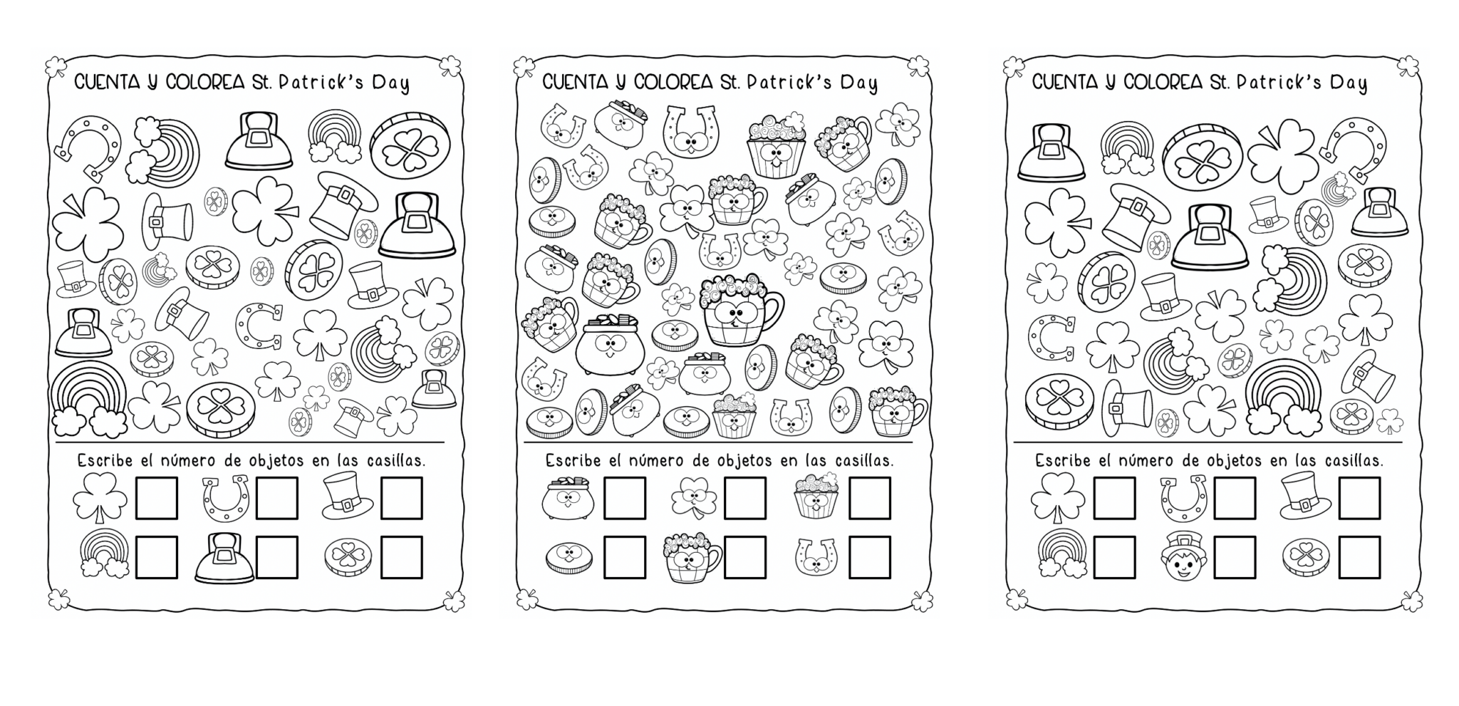 CUENTA Y COLOREA St. Patrick’s Day NIVEL MEDIO I SPY -Orientacion Andujar