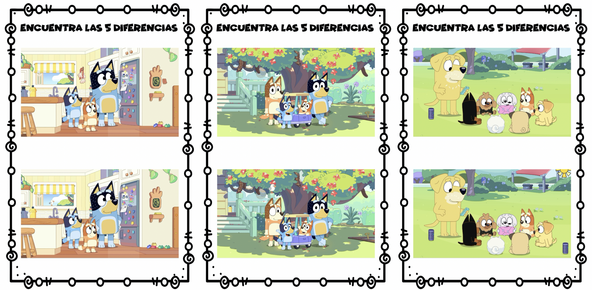 ENCUENTRA LAS 5 DIFERENCIAS ESPECIAL FAMILIA BLUEY -Orientacion Andujar