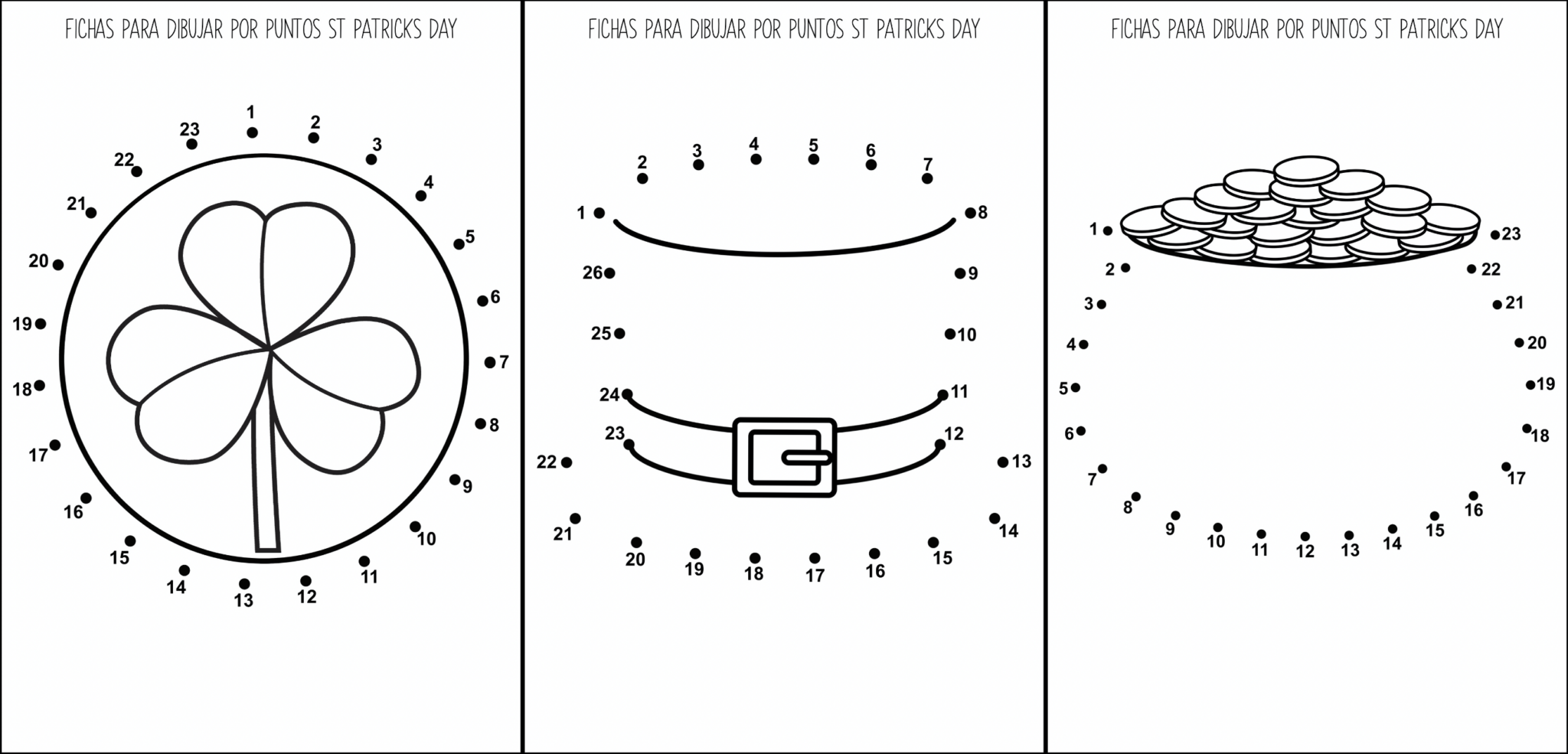 dot to dot St Patricks DAY dibujos por puntos - Orientacion Andujar