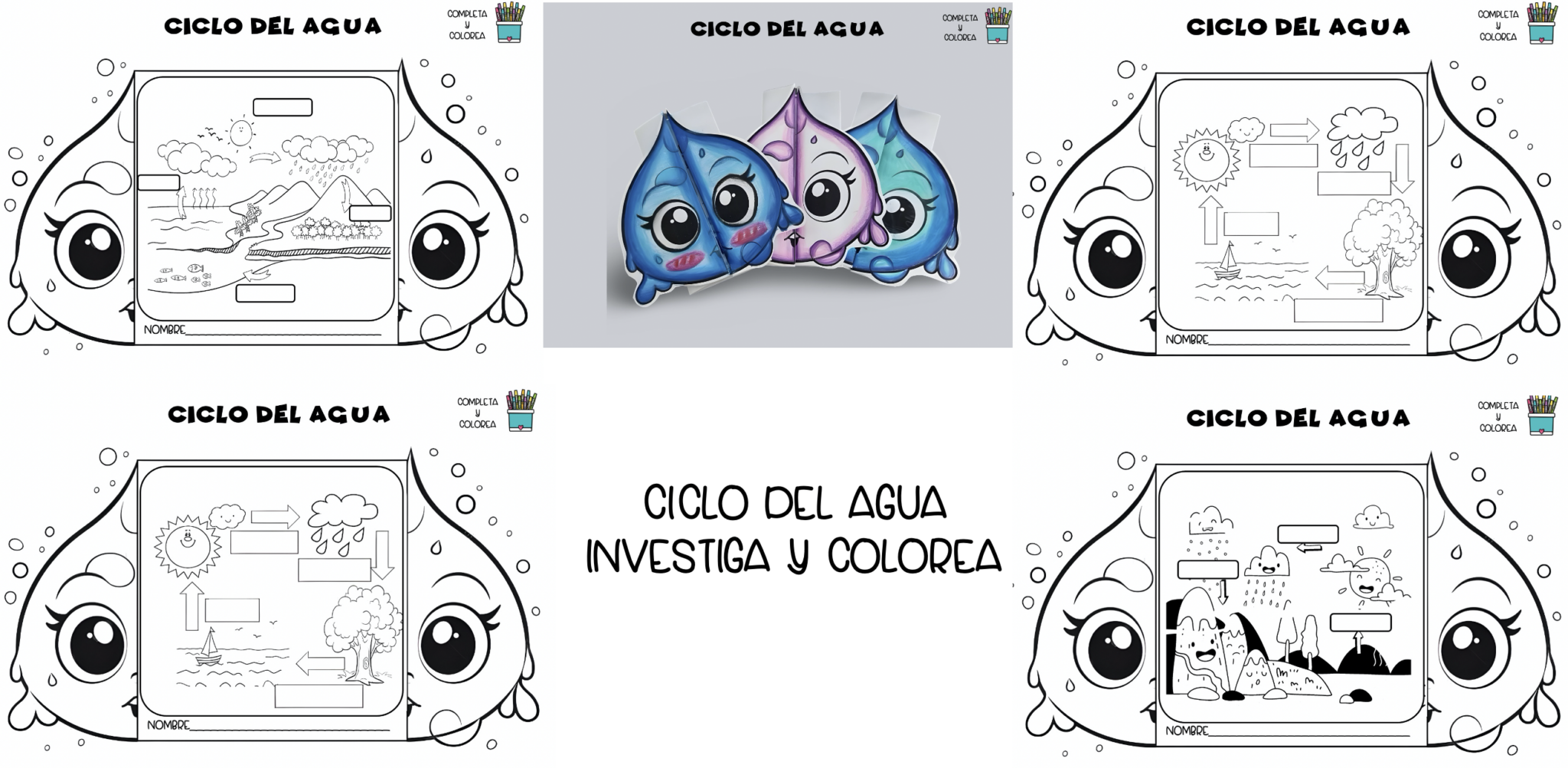 FLIPBOOK CICLO DEL AGUA PARA PRIMER CICLO, INVESTIGA Y COLOREA ...