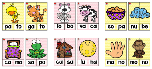 Divertidos puzzles de palabras bisílabas para trabajar la conciencia ...