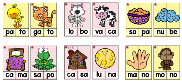 Divertidos puzzles de palabras bisílabas para trabajar la conciencia ...