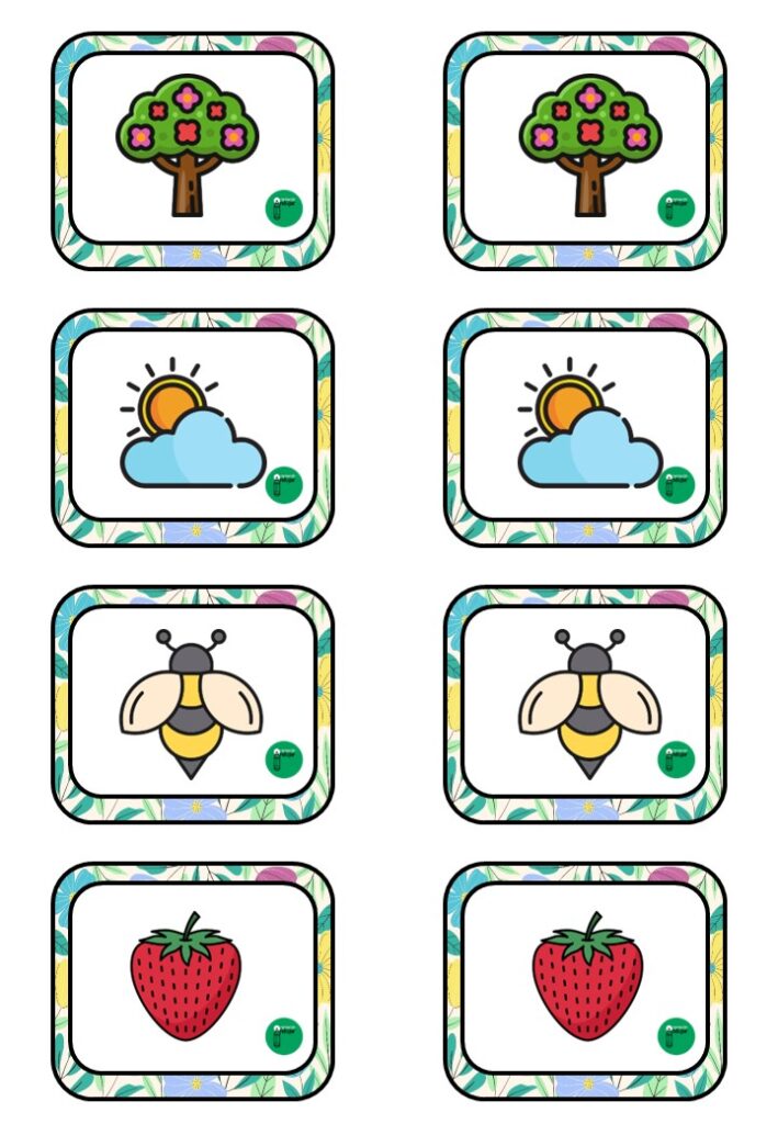 Divertido memory primaveral para jugar los últimos días de clase ...