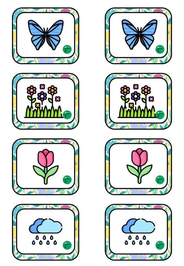 Divertido memory primaveral para jugar los últimos días de clase ...