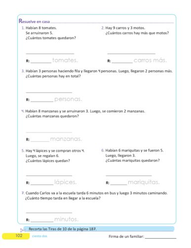 Cuaderno aprendizaje Suma y resta de números hasta 10 -Orientacion Andujar