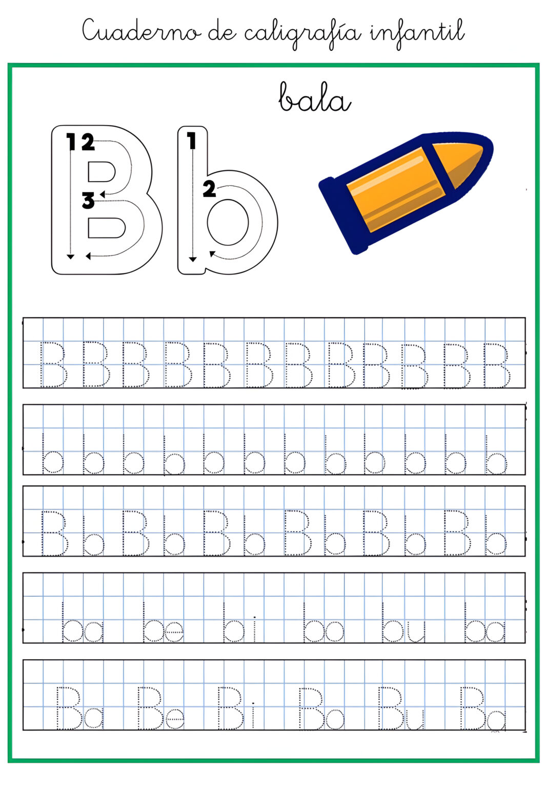 Cuaderno de Caligrafía Todas las letras para infantil -Orientacion Andujar
