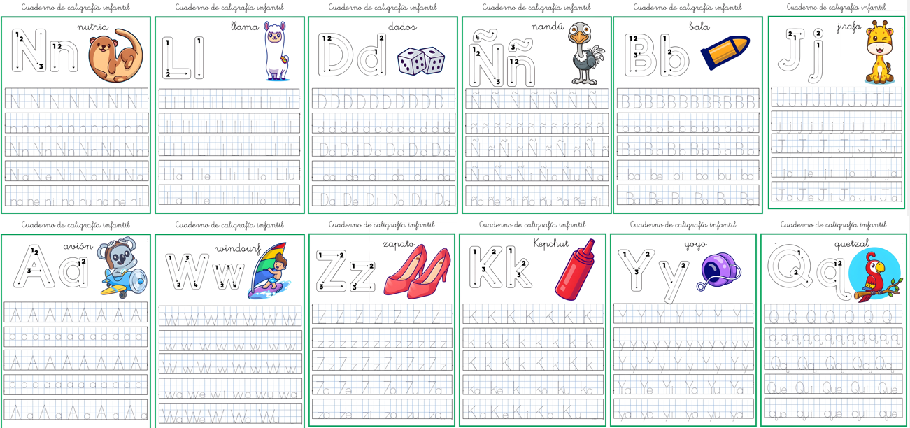 Cuaderno De Caligrafía Todas Las Letras Para Infantil
