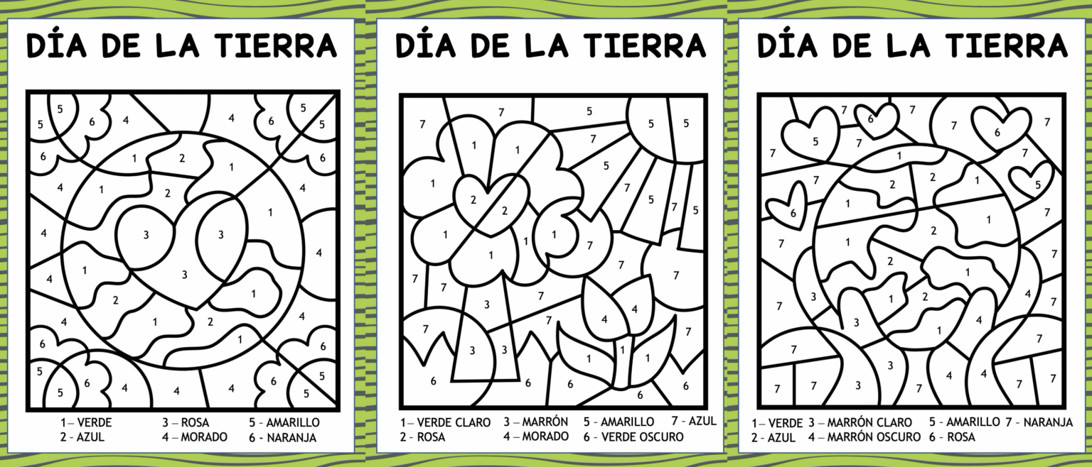 DIA DE LA TIERRA COLOREAMOS POR NÚMERO -Orientacion Andujar