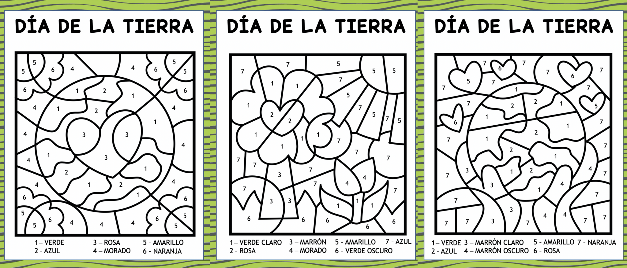 DIA DE LA TIERRA COLOREAMOS POR NÚMERO -Orientacion Andujar