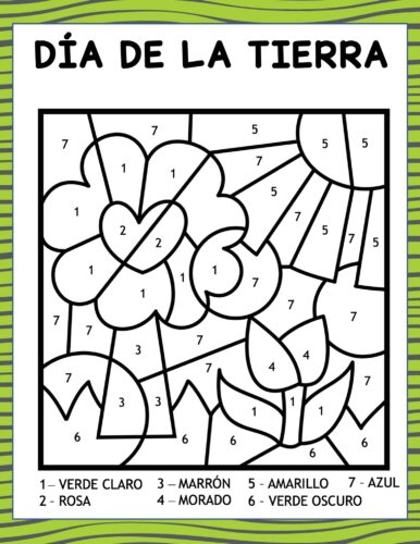 DIA DE LA TIERRA COLOREAMOS POR NÚMERO -Orientacion Andujar