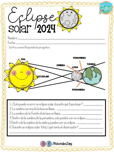 Eclipse solar cuadernillo de trabajo para primaria -Orientacion Andujar