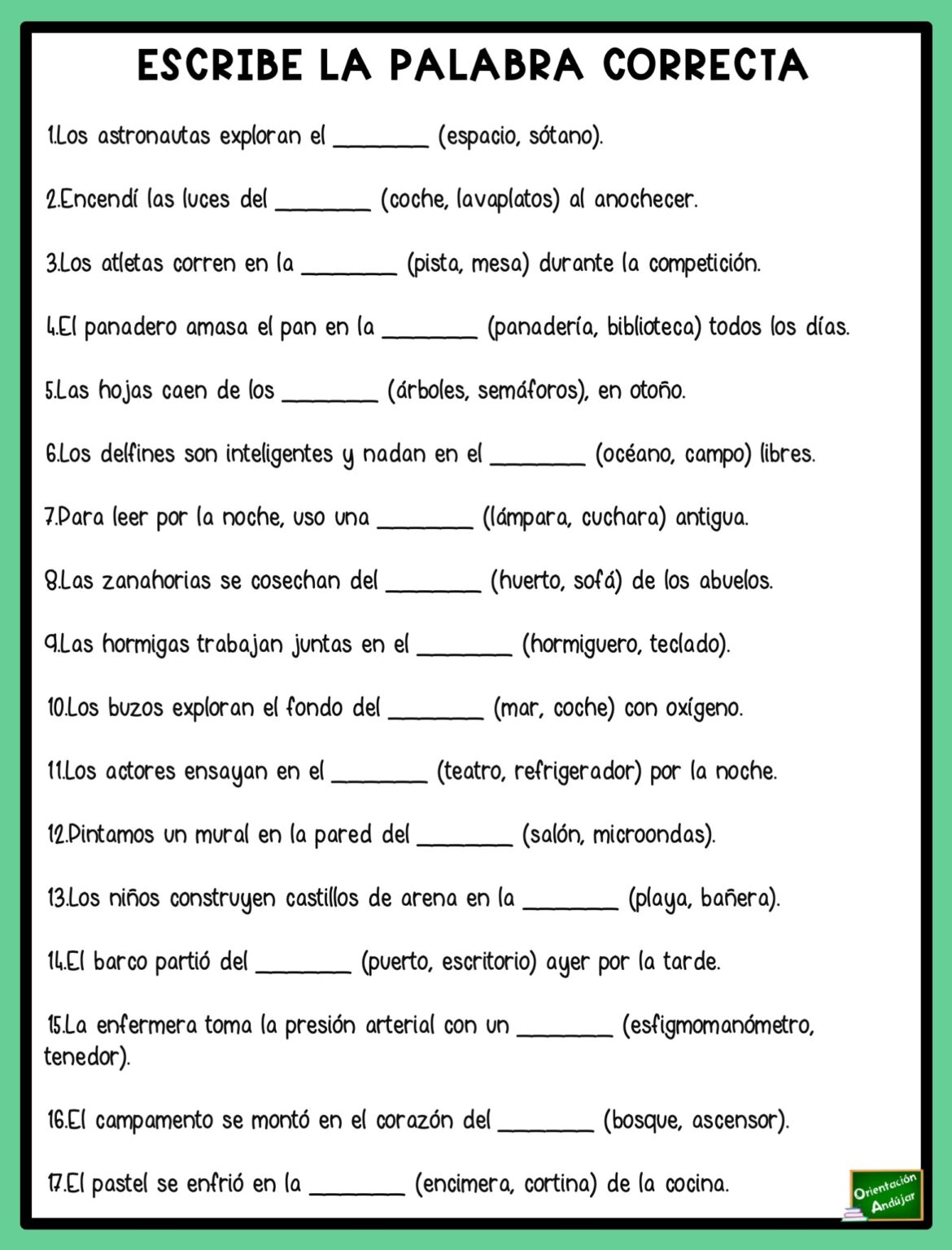 Escoge la palabra correcta, trabajamos la comprensión lectora ...