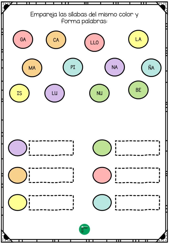 Ejercicio de atención para trabajar la conciencia silábica -Orientacion Andujar