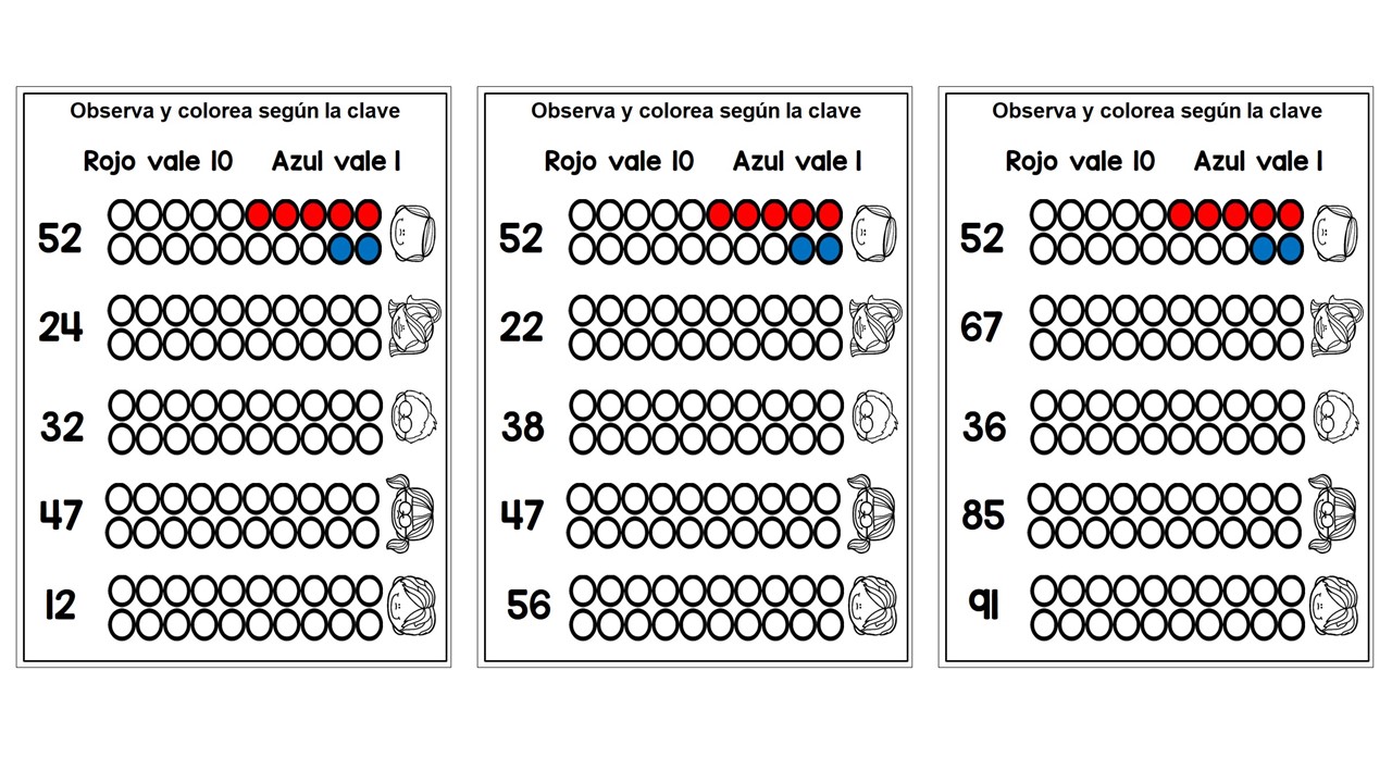 Sencillas fichas para trabajar las decenas y las unidades -Orientacion ...