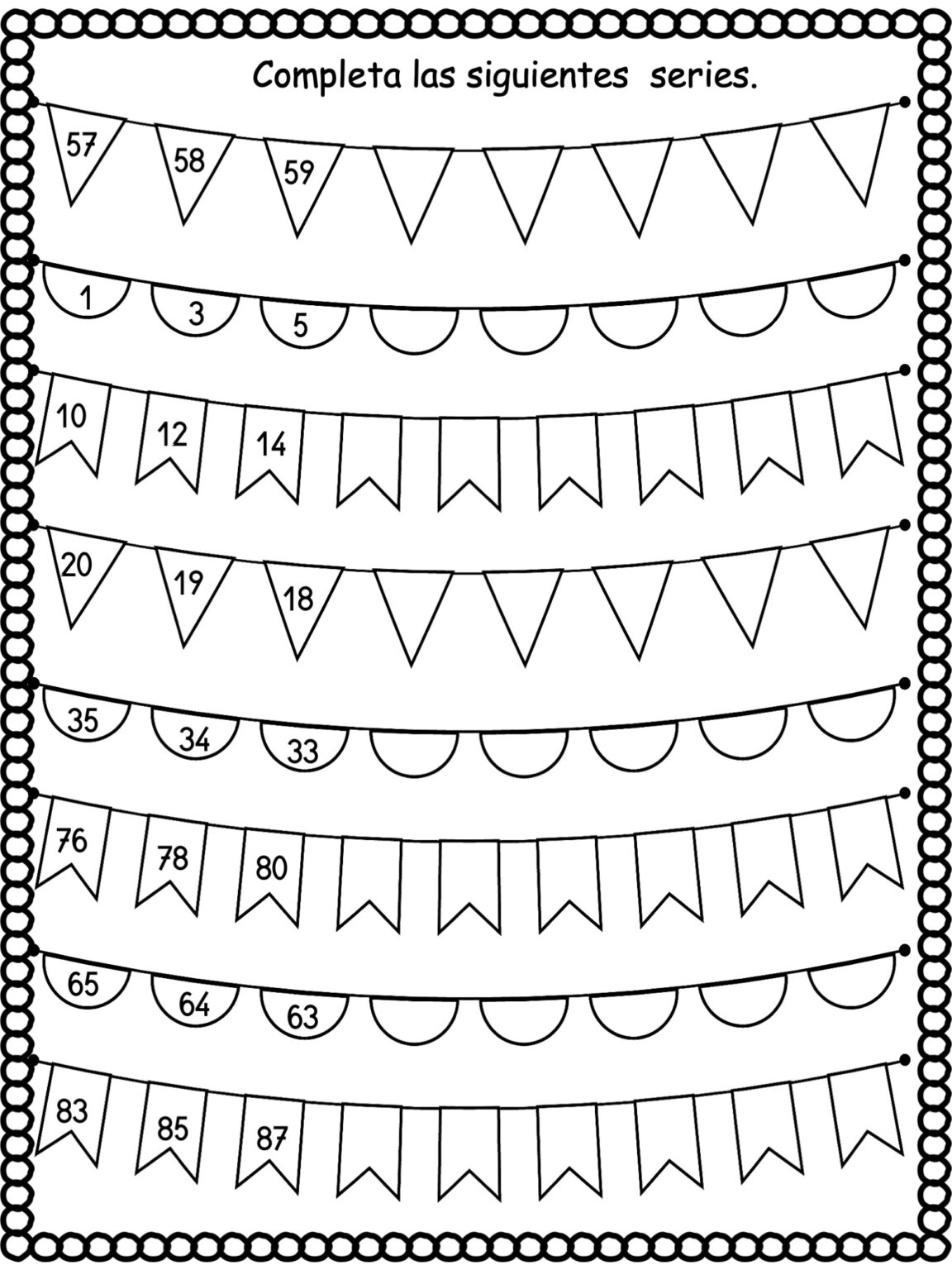 Series sencillas de números para primero de primaria -Orientacion Andujar