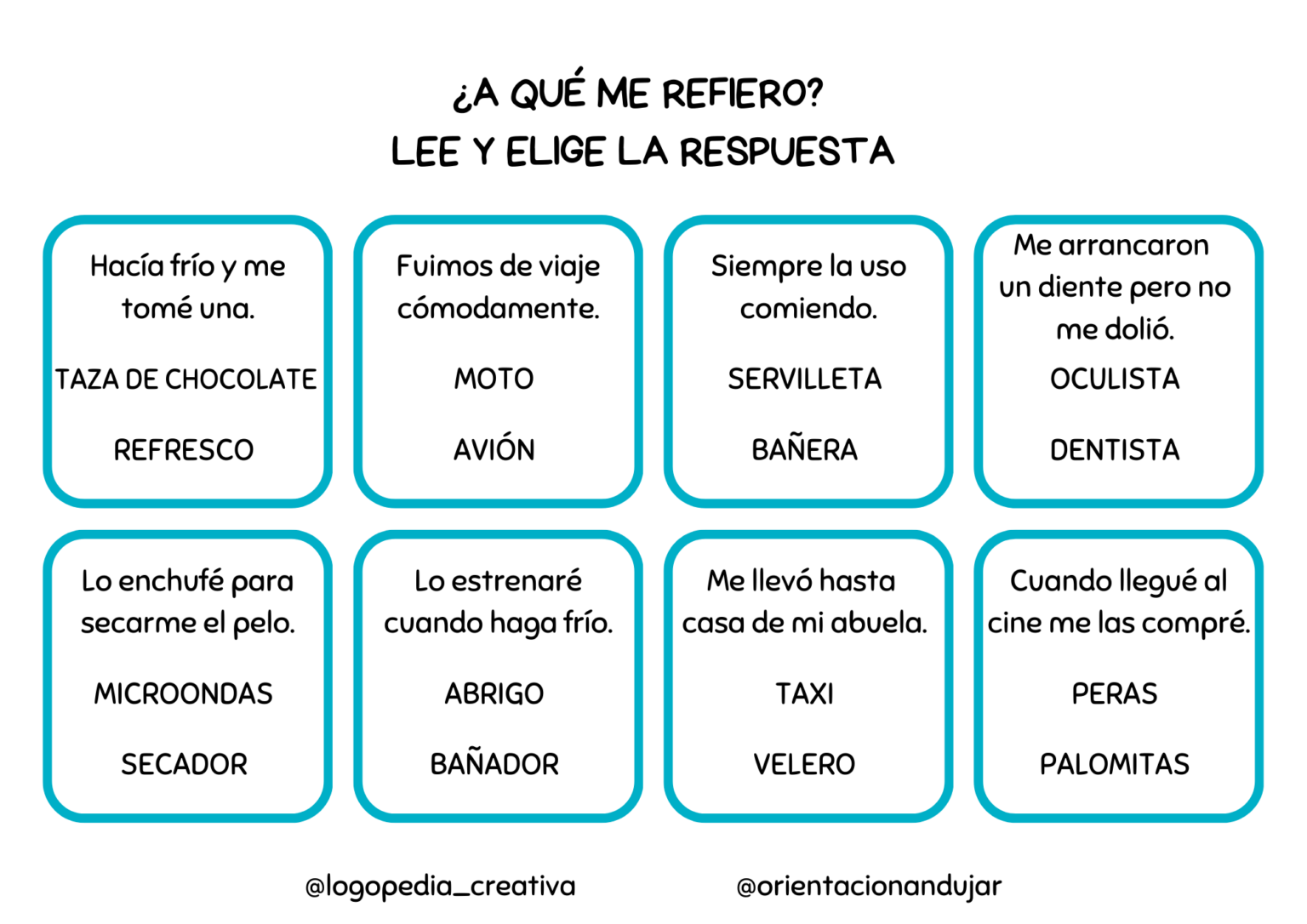 TARJETAS INFERENCIAS trabajamos comprensión, razonamiento y lenguaje ...