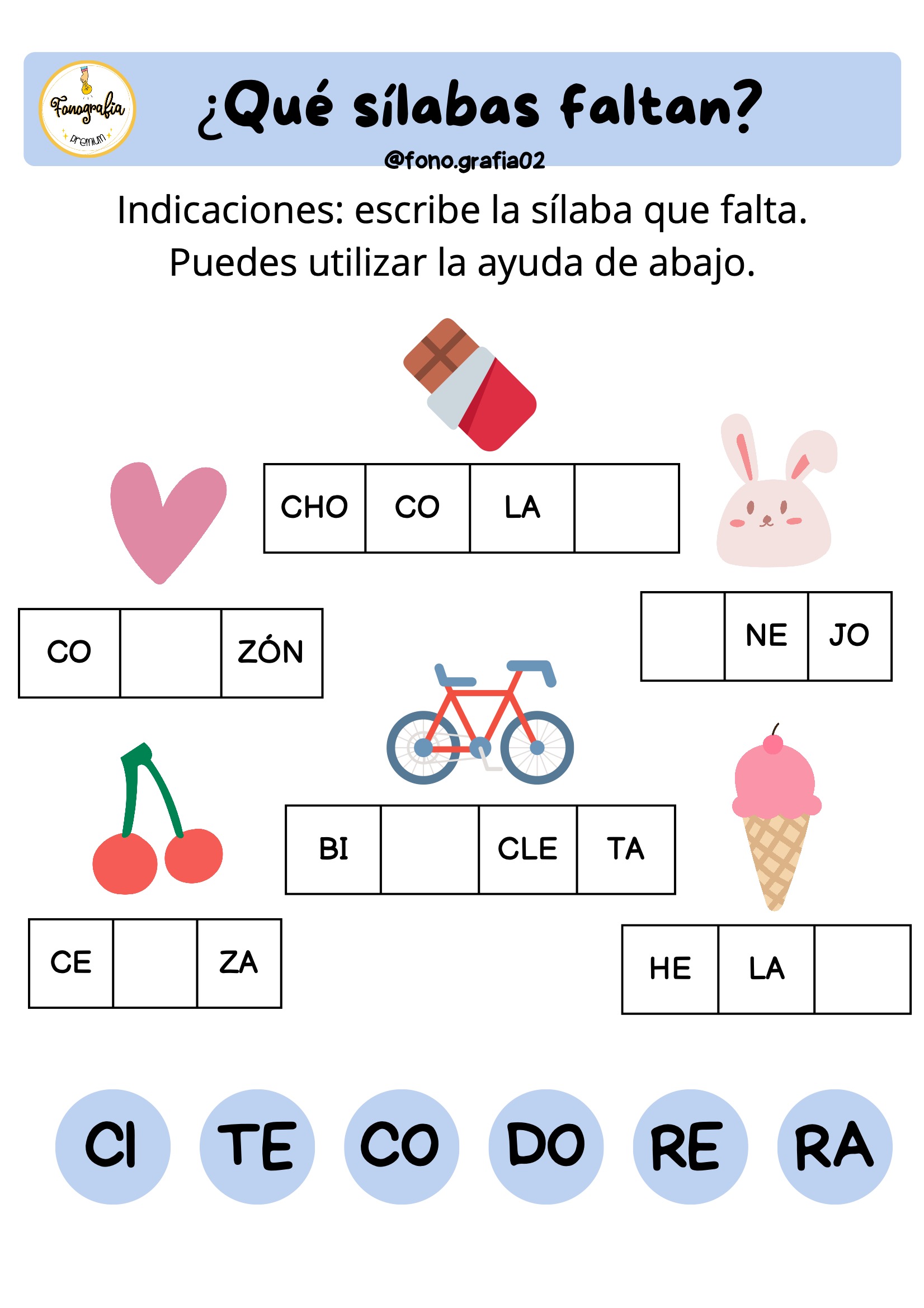 Trabajamos la Conciencia fonológica ¿Qué sílabas faltan? -Orientacion ...