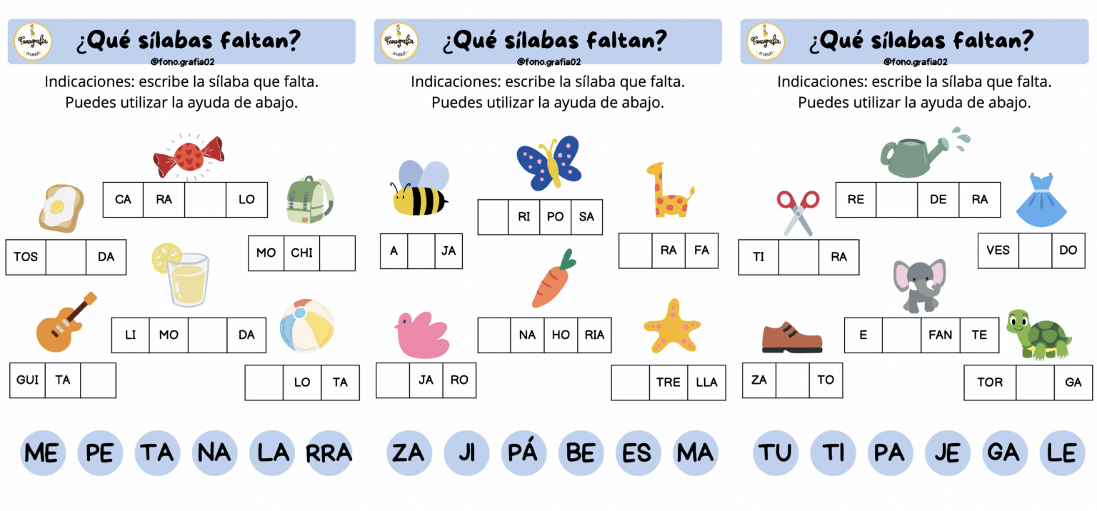Trabajamos la Conciencia fonológica ¿Qué sílabas faltan? -Orientacion ...
