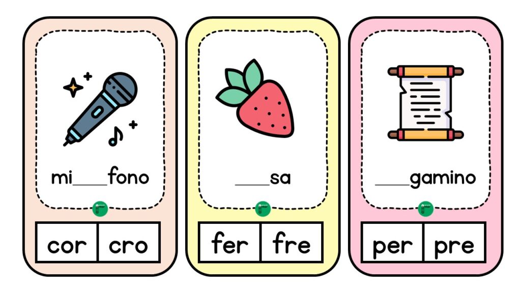 Dislexia: Llavero de sílabas trabadas y mixtas -Orientacion Andujar