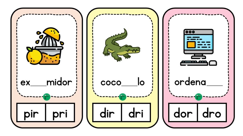 Dislexia: Llavero de sílabas trabadas y mixtas -Orientacion Andujar