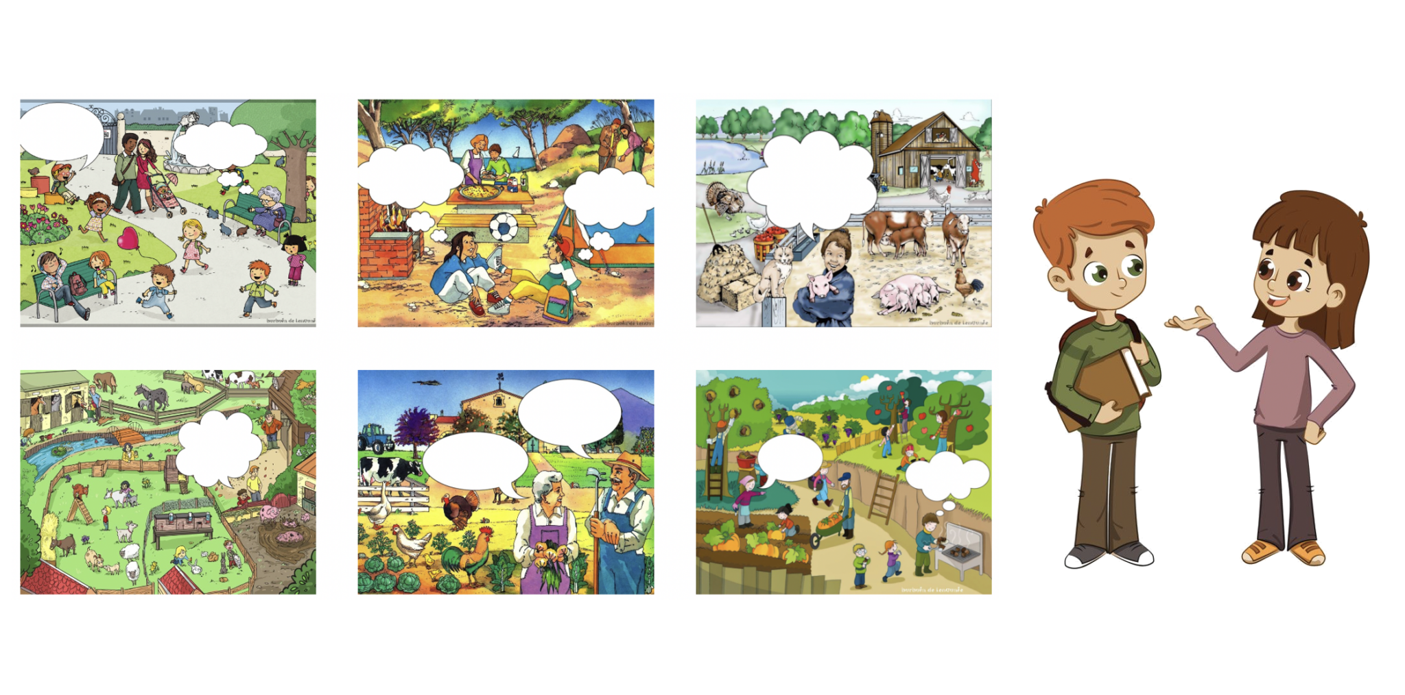 10 láminas para trabajar el lenguaje espontáneo, descripción, sintaxis ...