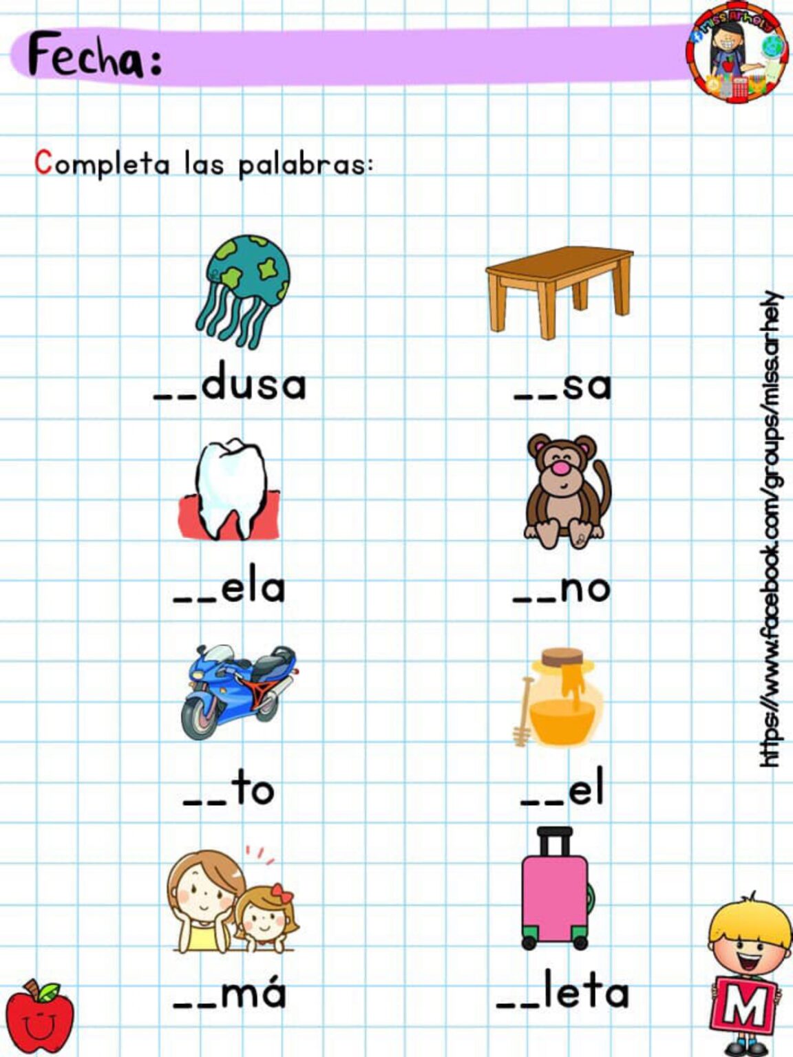 Actividades de Silabas Directas -Orientacion Andujar